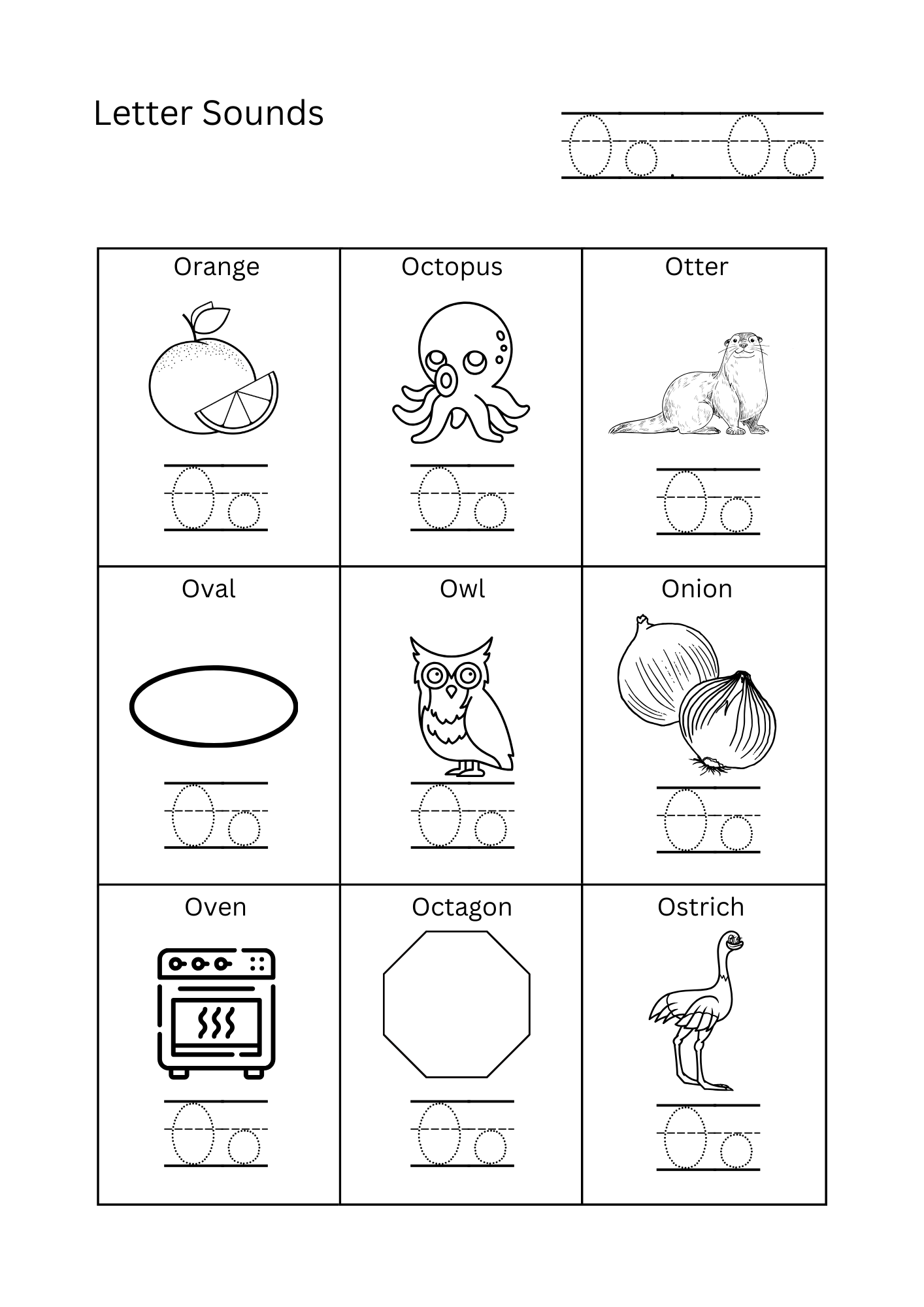 Beginning sounds letter O worksheets
