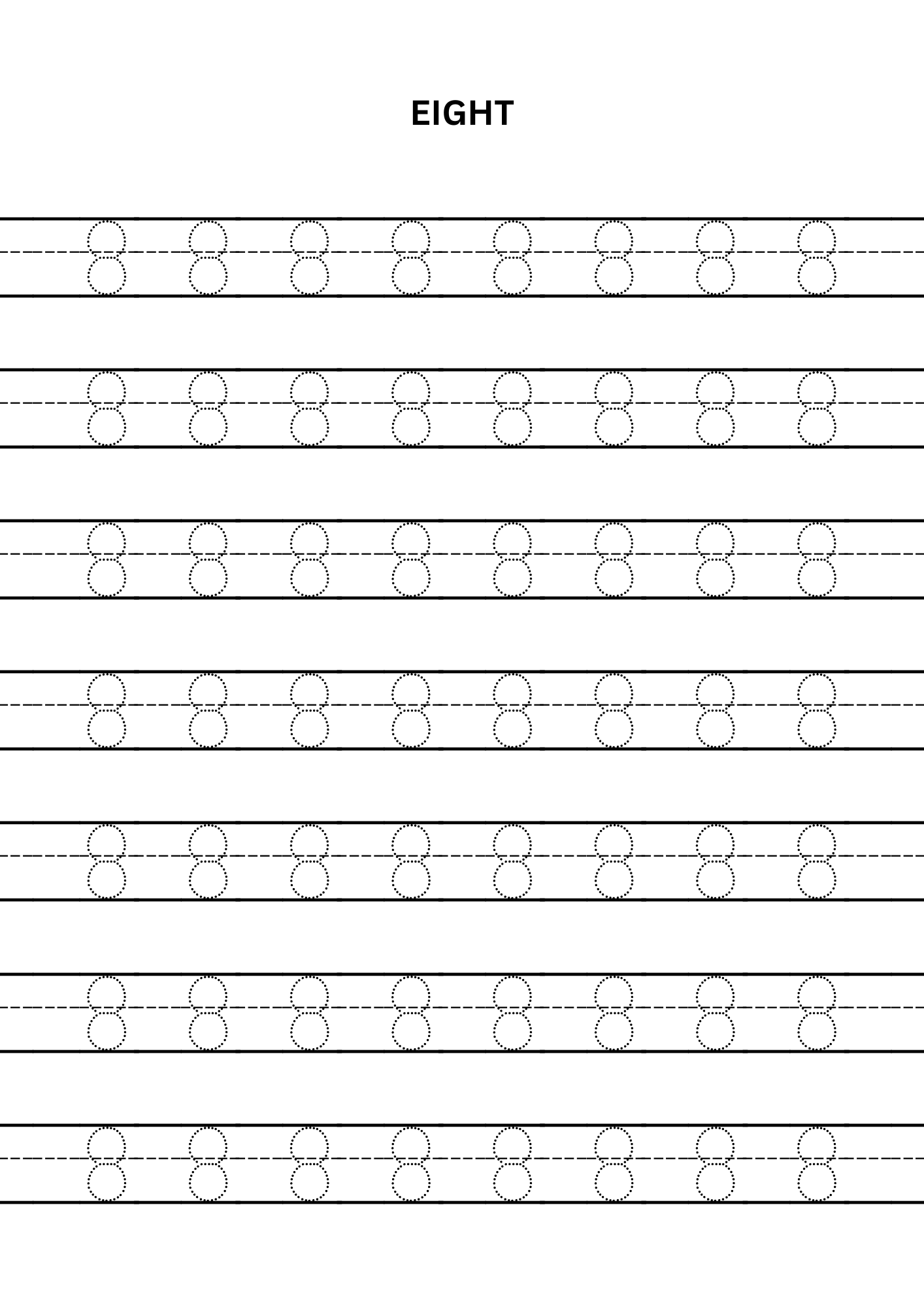 Trace the number 8 Worksheet Free Download PDF