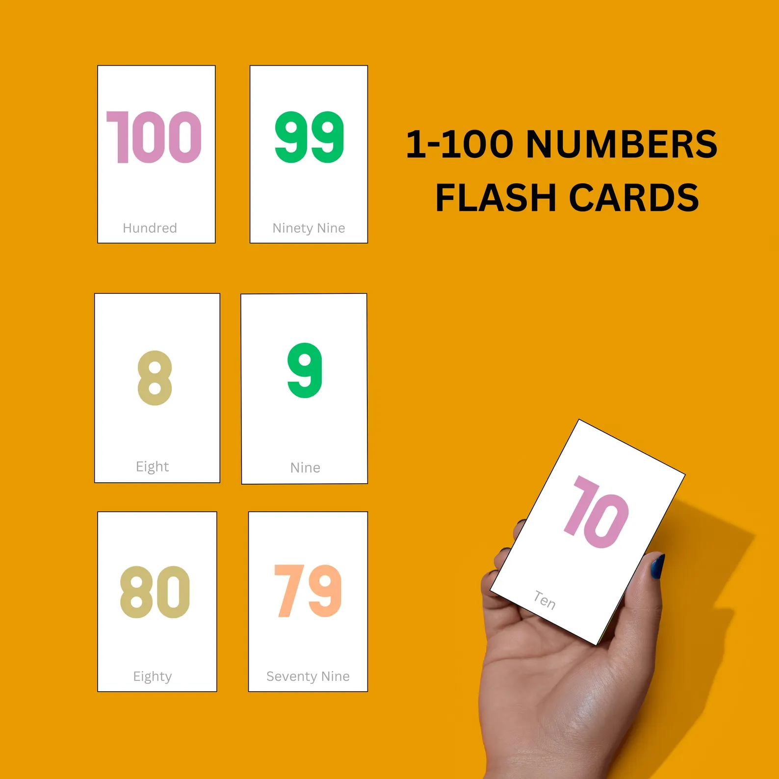 1-100 Numbers Flashcards Printable Instant Download