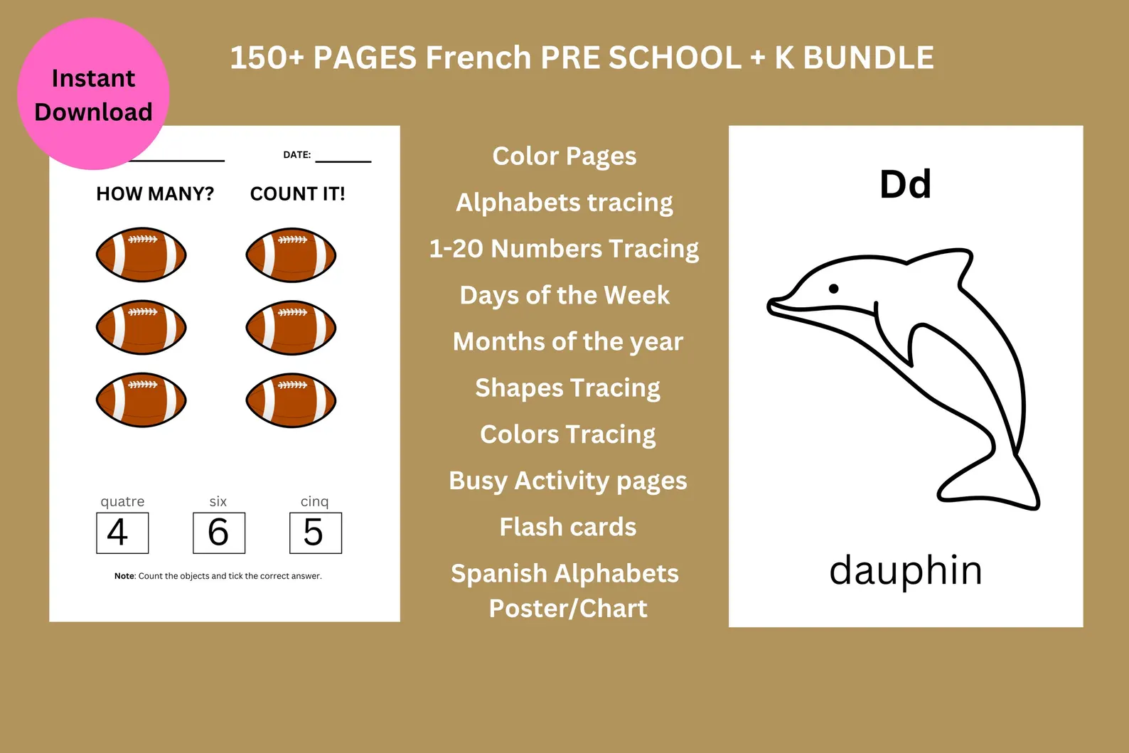 French PreK + K Bundle 100+ Pages Busy Book