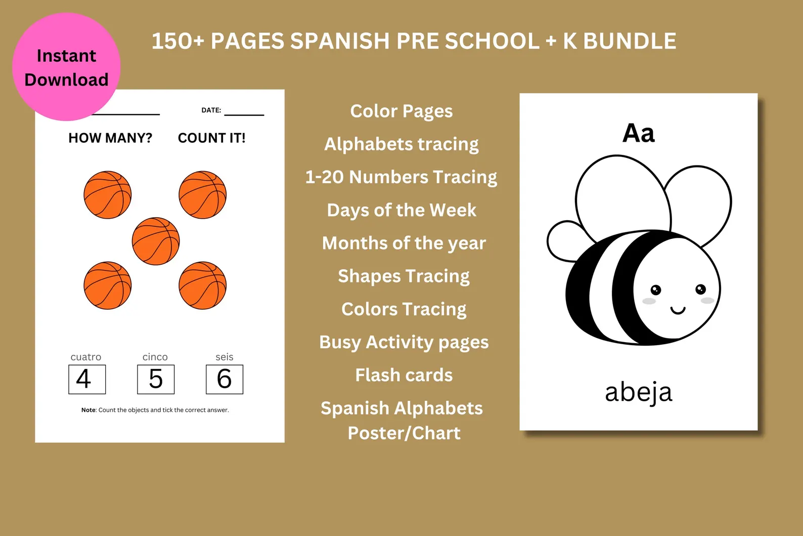 120+ Pages Spanish Busy Book Pre K Bundle activity worksheet for kids