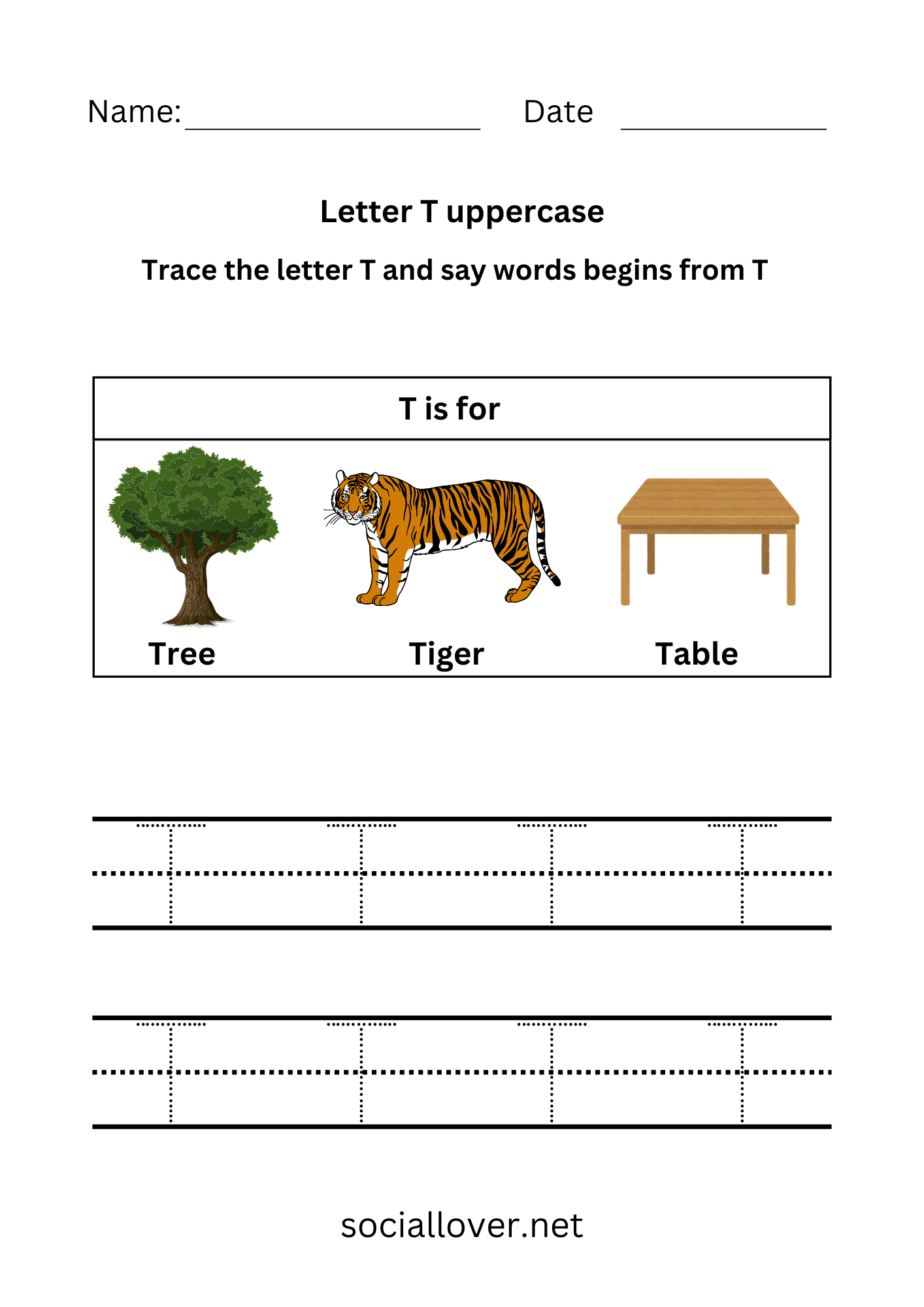 Learn the letter T Worksheet