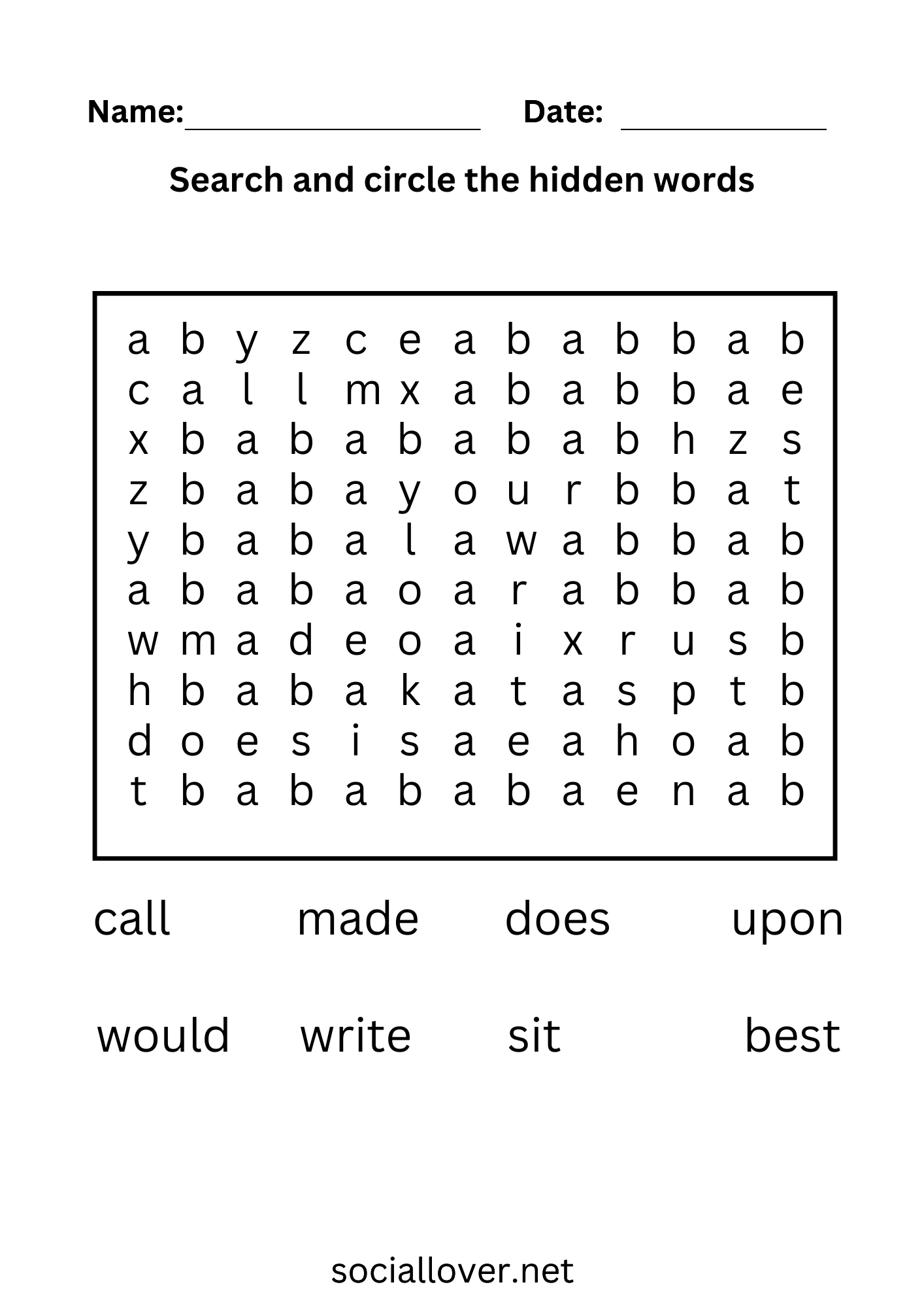 Spelling word searches grade 2 worksheets