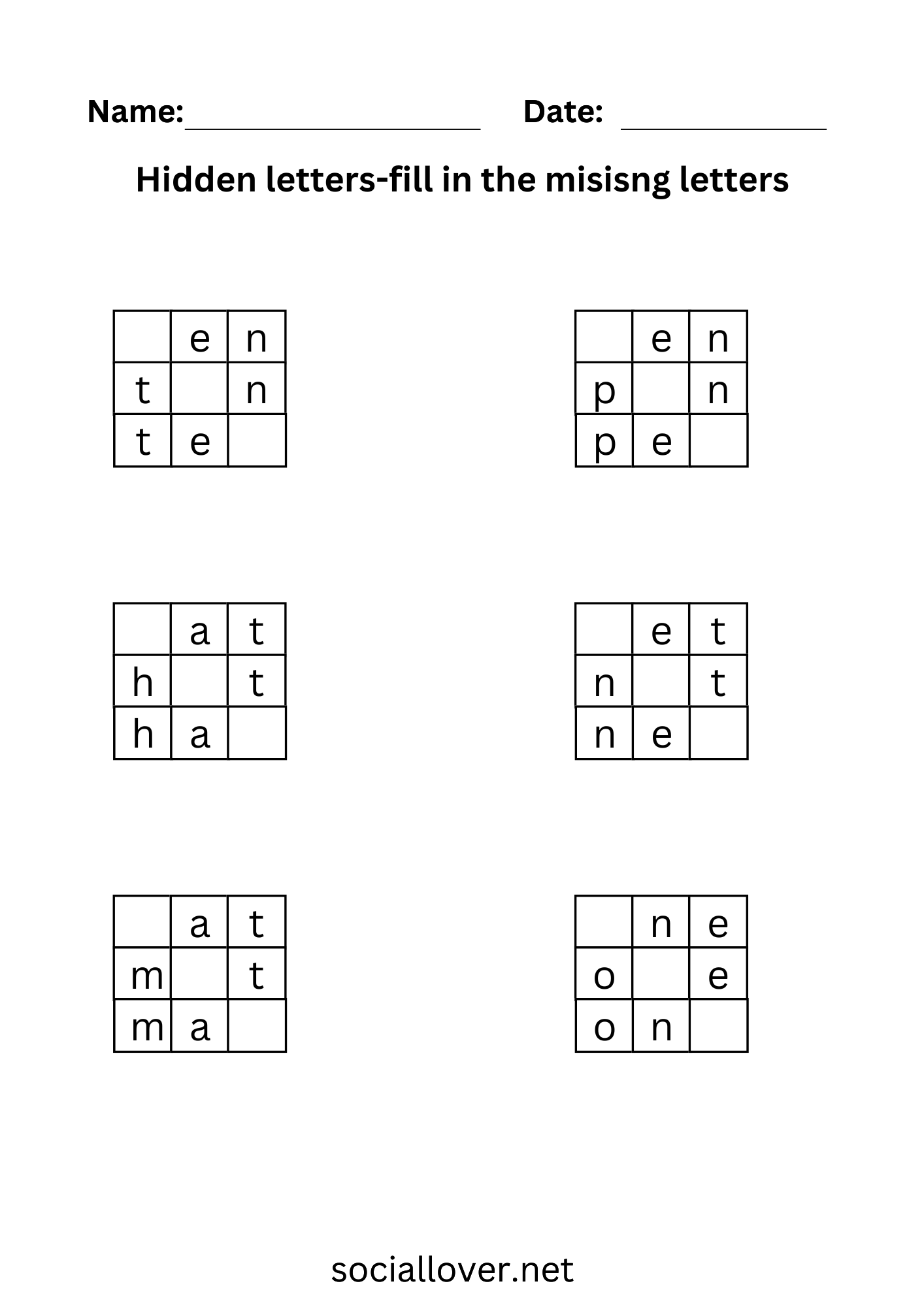 Hidden letters worksheets Grade 2