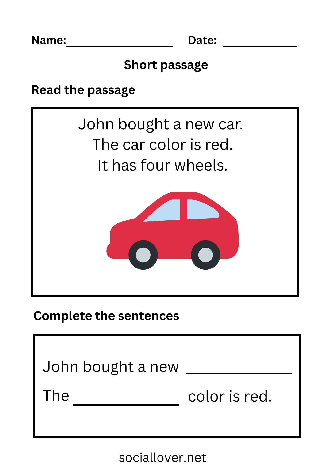 Short passages worksheets