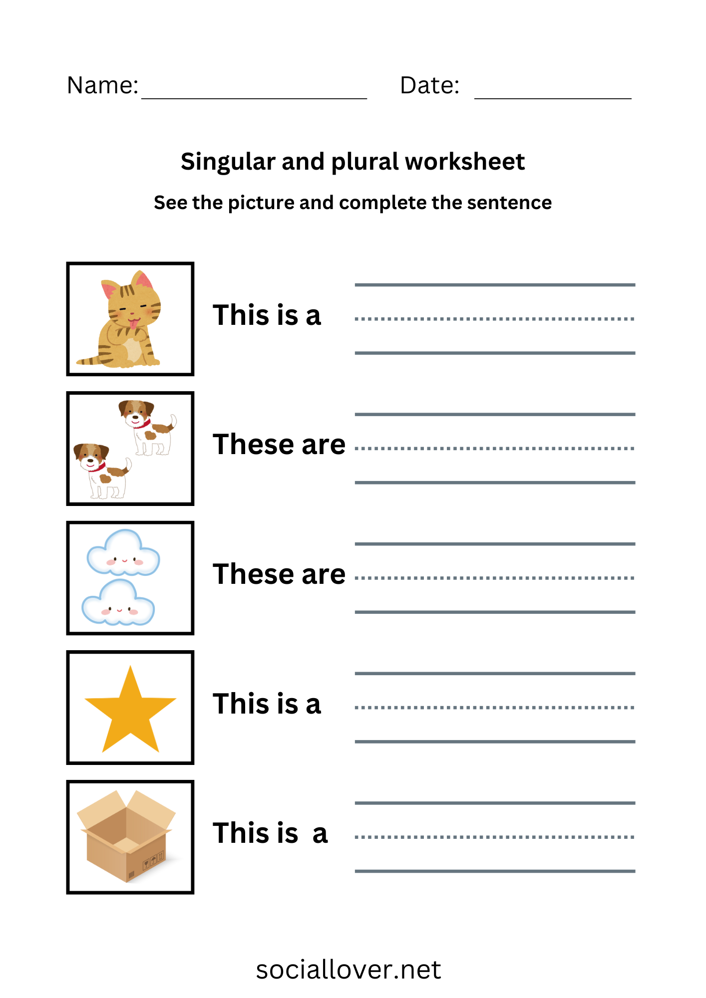 Write singular and plural words worksheets