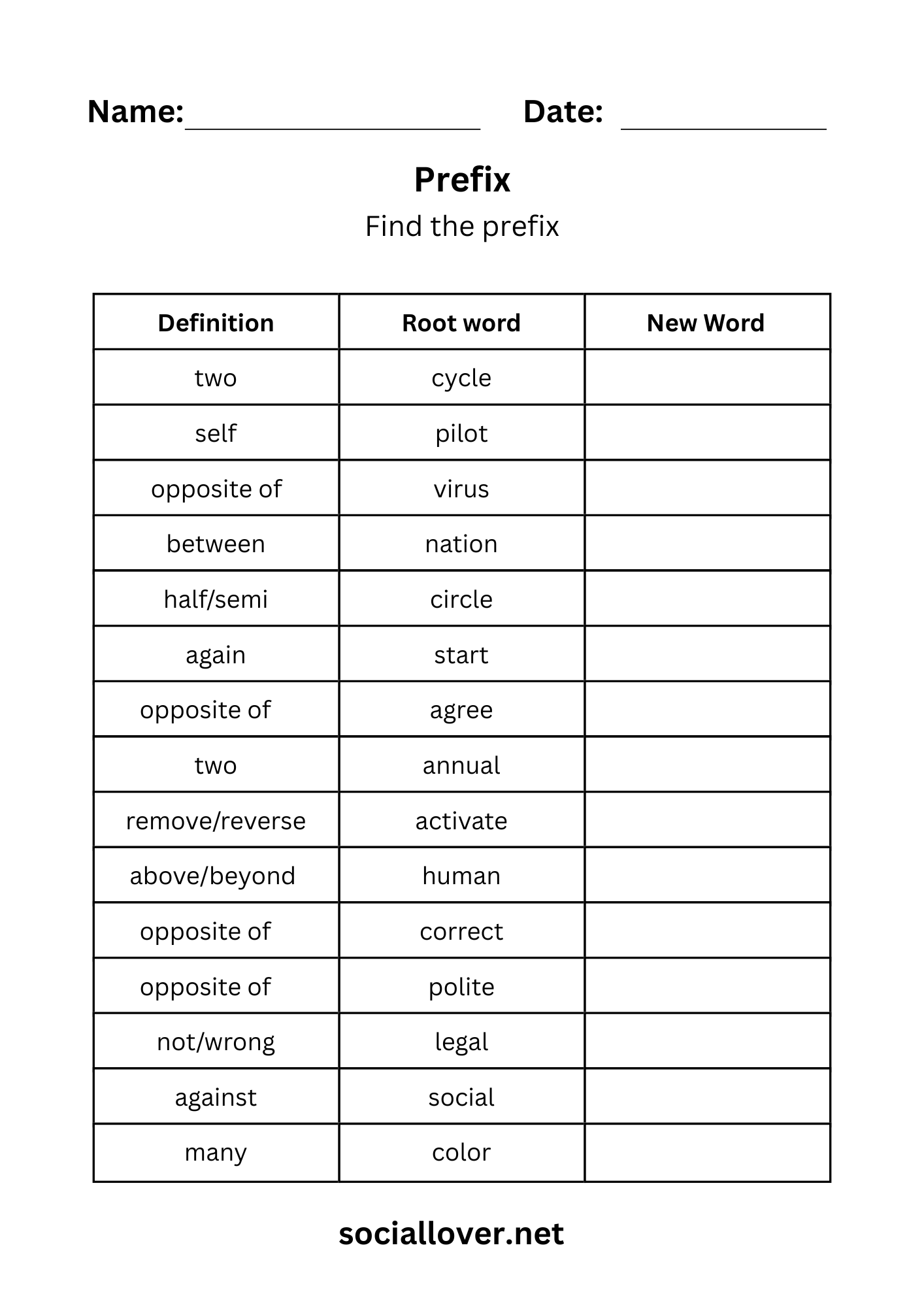 Identify suffix and prefix worksheets Grade 4