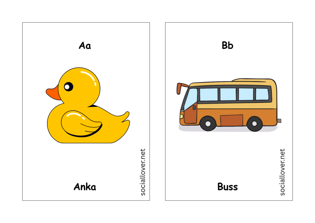 Swedish Alphabets ABC Flashcards Free Download
