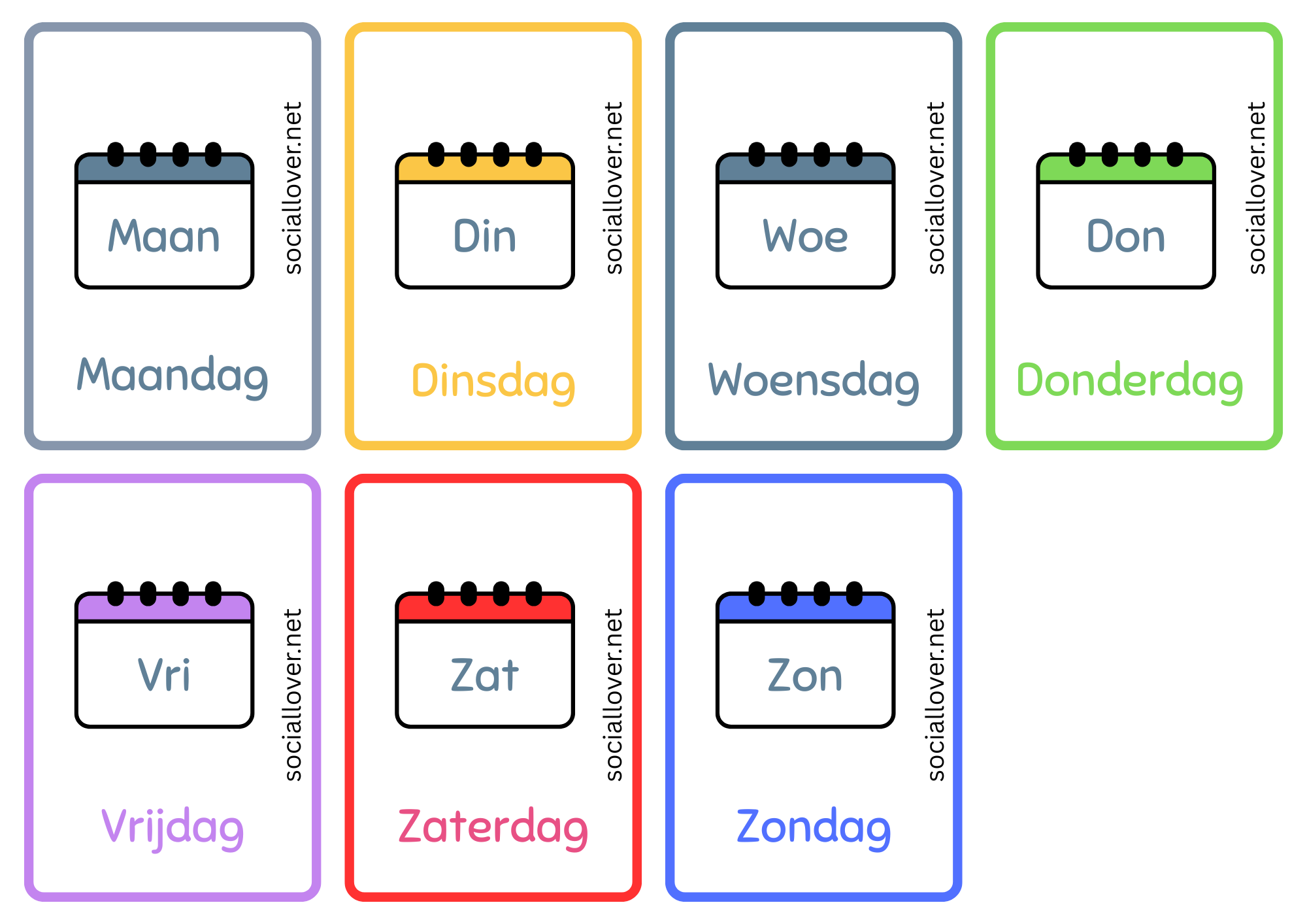 Days of the week names in Dutch | Week days Flashcards