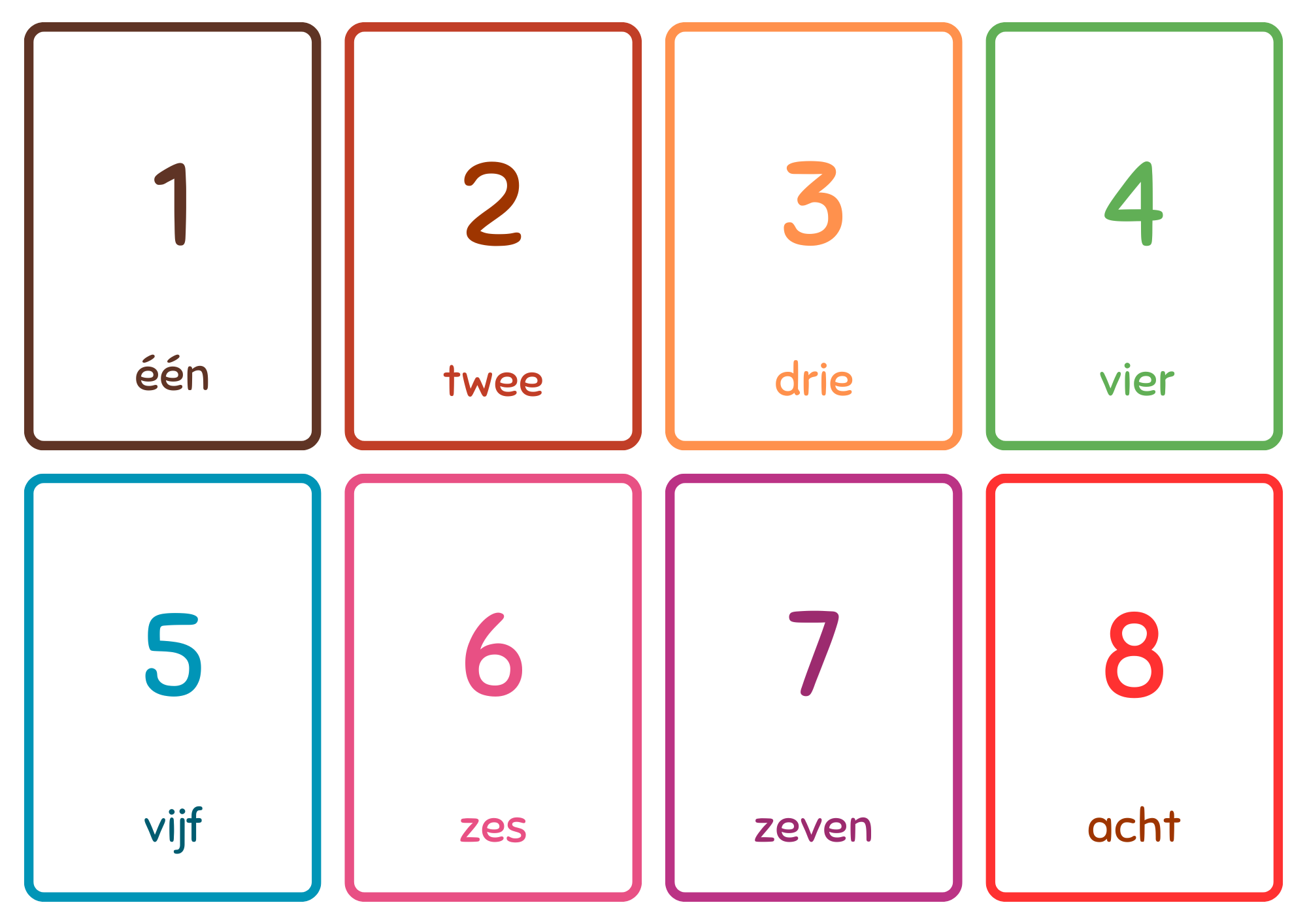 Dutch numbers flashcards (1-20) Free Download