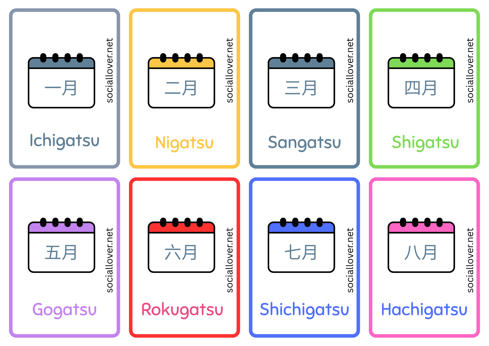 Months of the year in Japanese with Flashcards