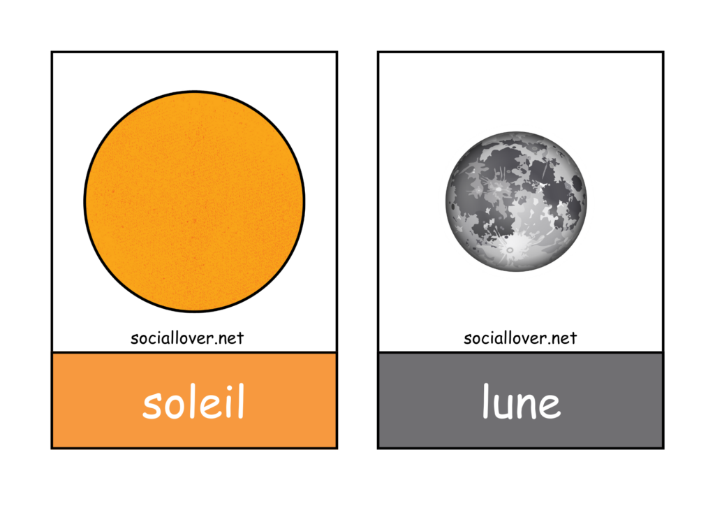 Solar system and planets flashcards in French