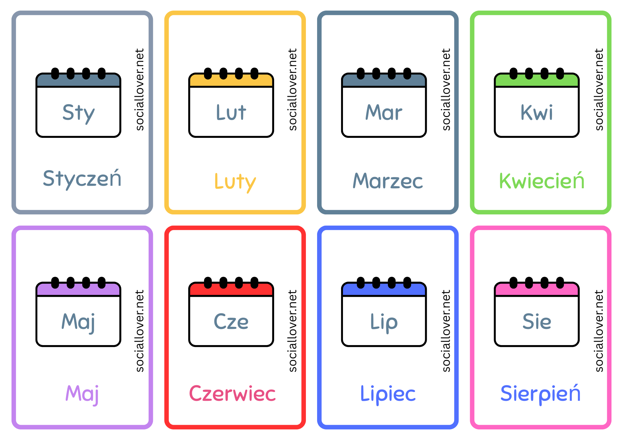 Months of the Year names in Polish with Flashcards