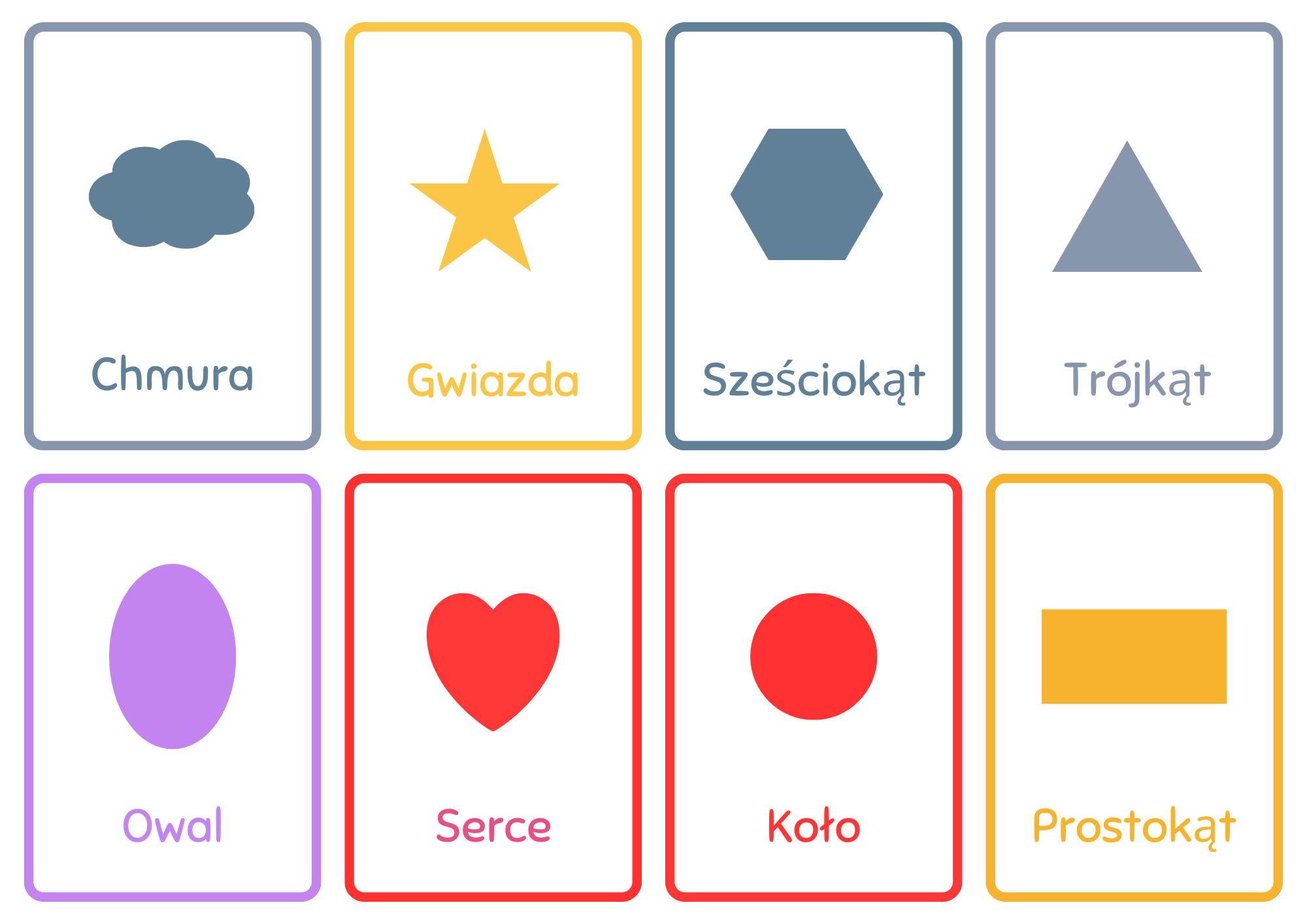 Shapes names in Polish | Shapes Flashcards in Polish