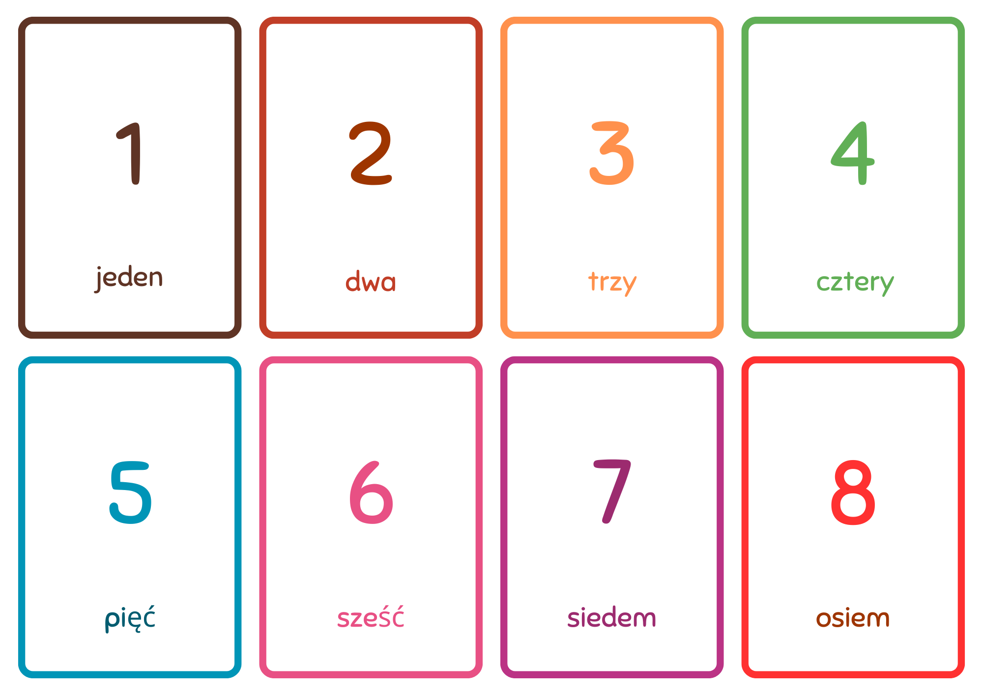 Polish 1-20 Numbers Names with Flashcards