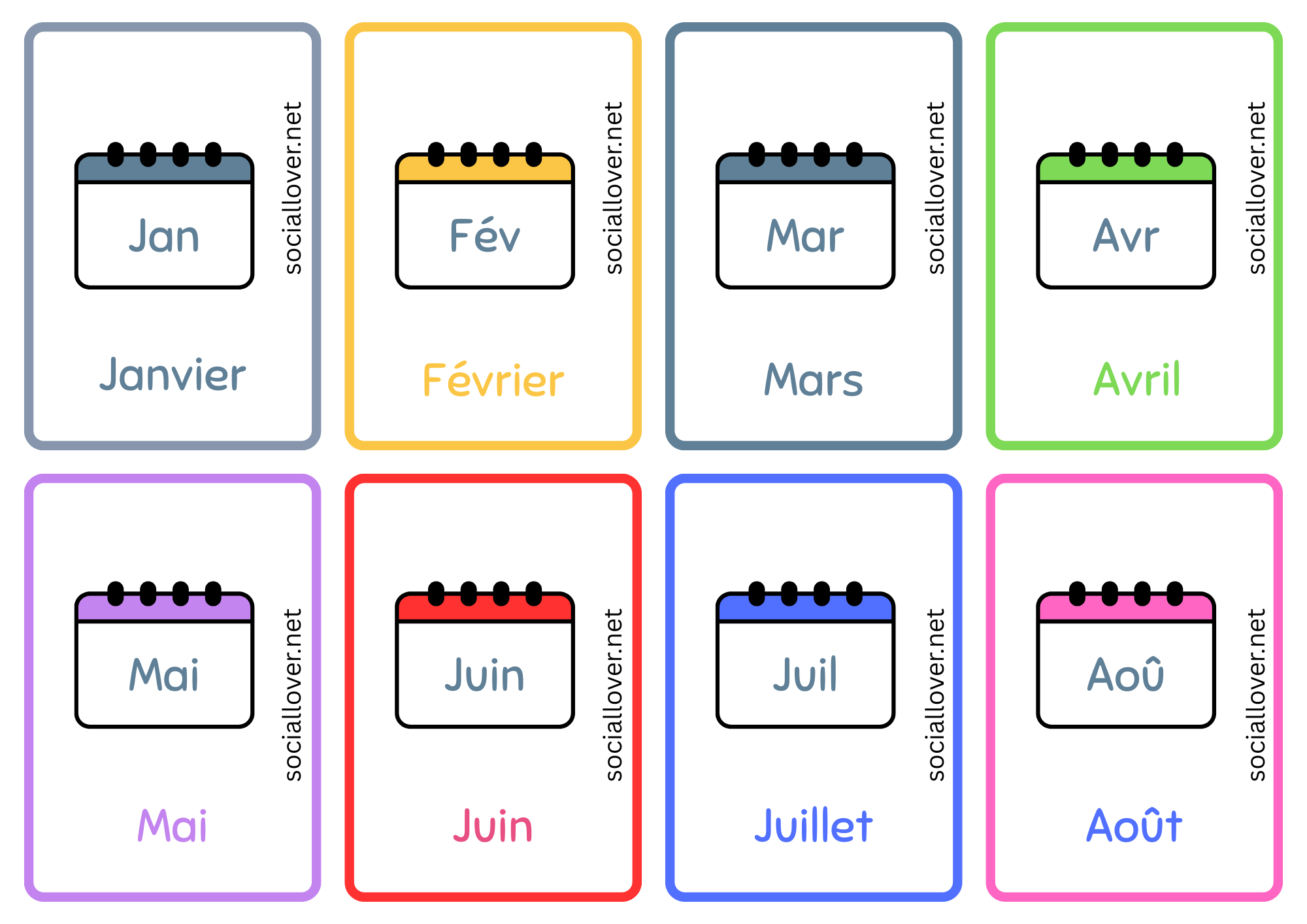 French months of the year Flashcards