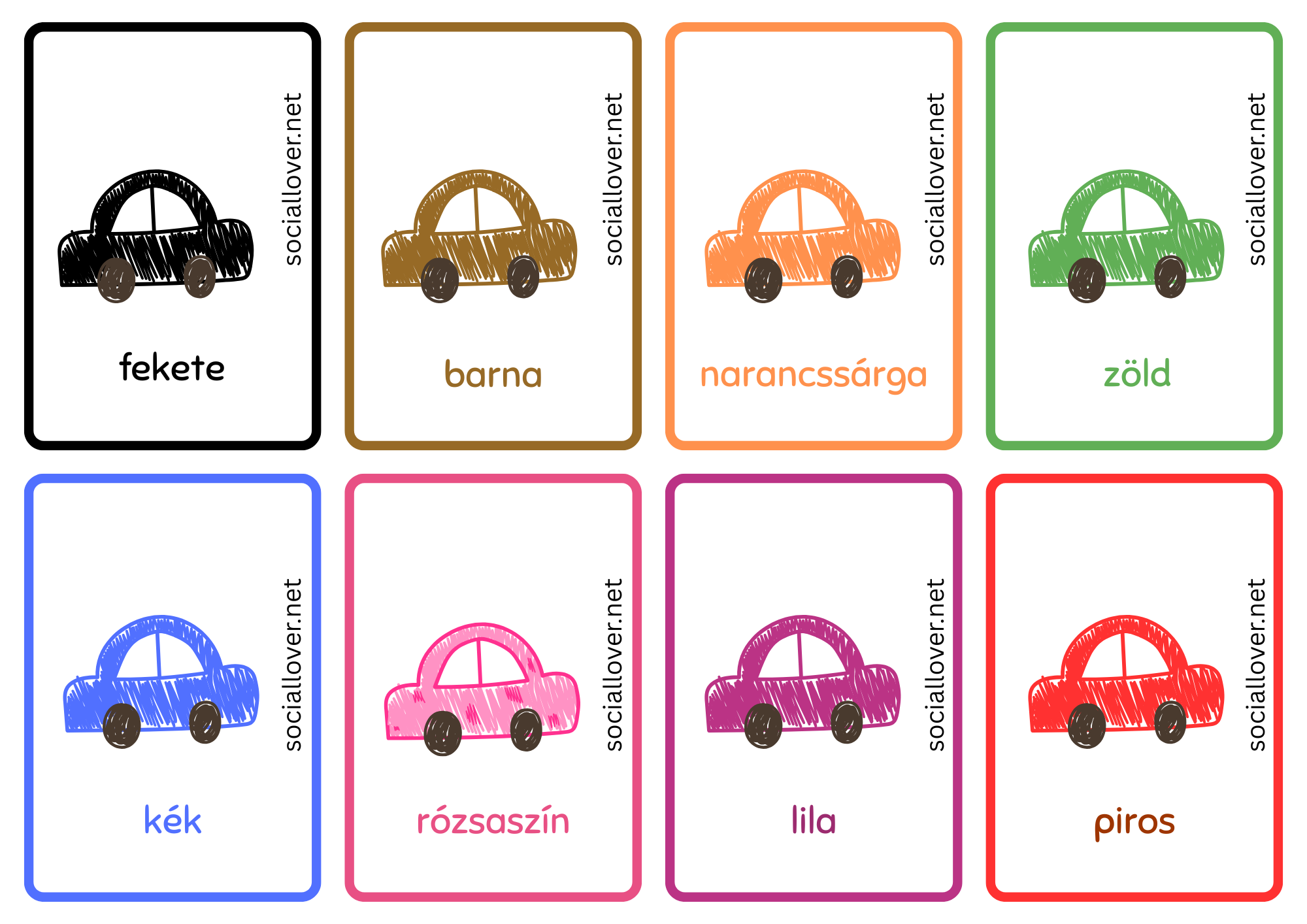 Colors Names in Hungarian | Colors Flashcards in Hungarian