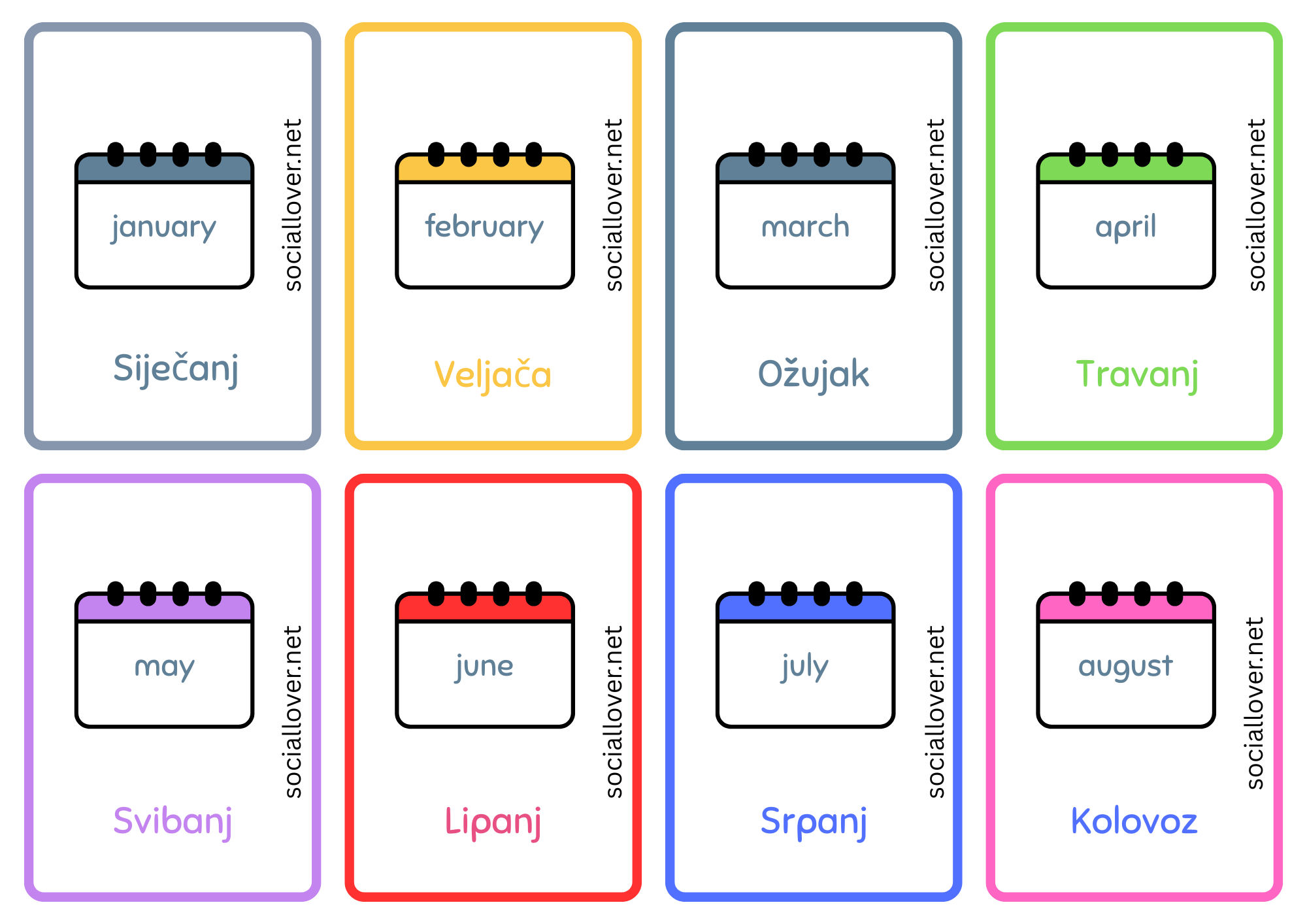 Croatian Months of the Year Flashcards