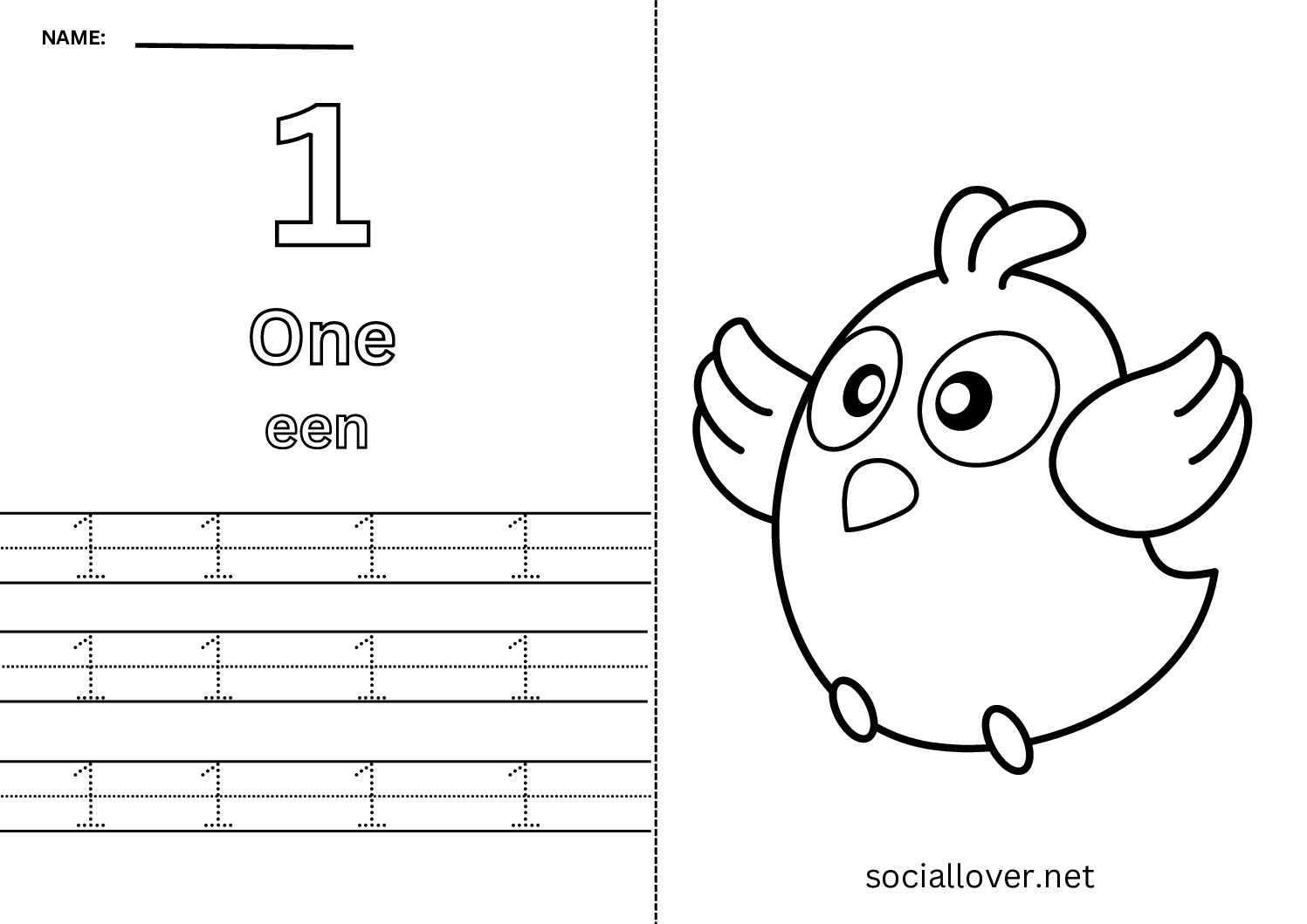 Bilingual Dutch Number 13 Worksheet