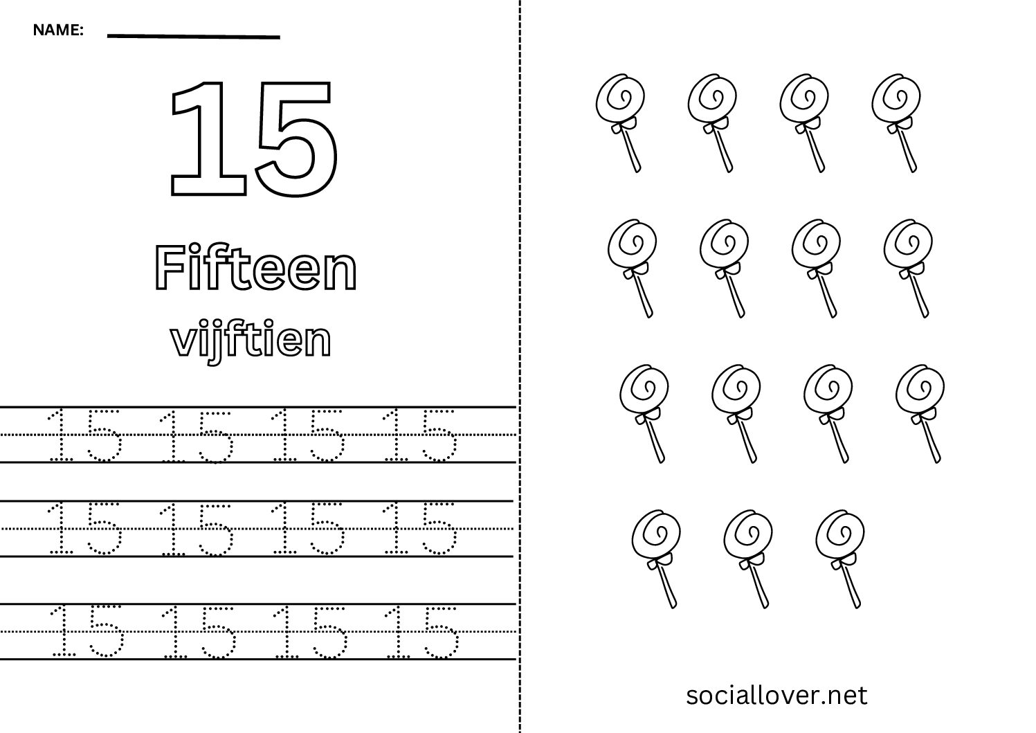 Bilingual Dutch Number 16 Worksheet